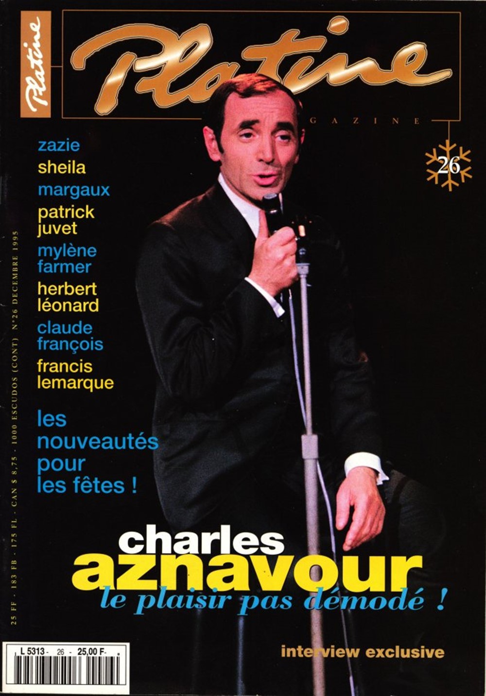 magazine Platine Charles Aznavour Decembre 1995 vendu au numéro